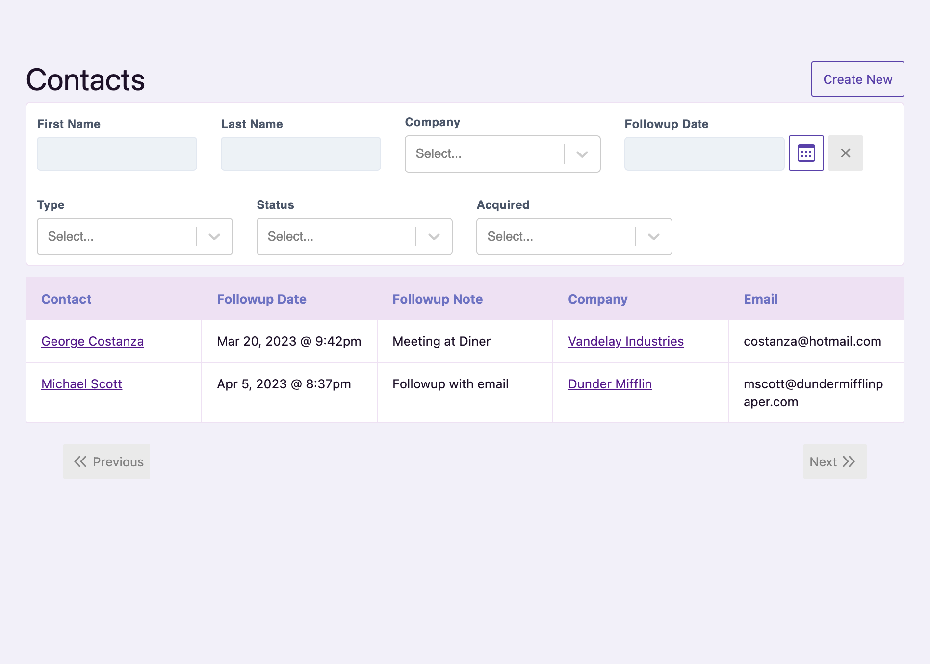 CRM Simple Application • Engine Awesome